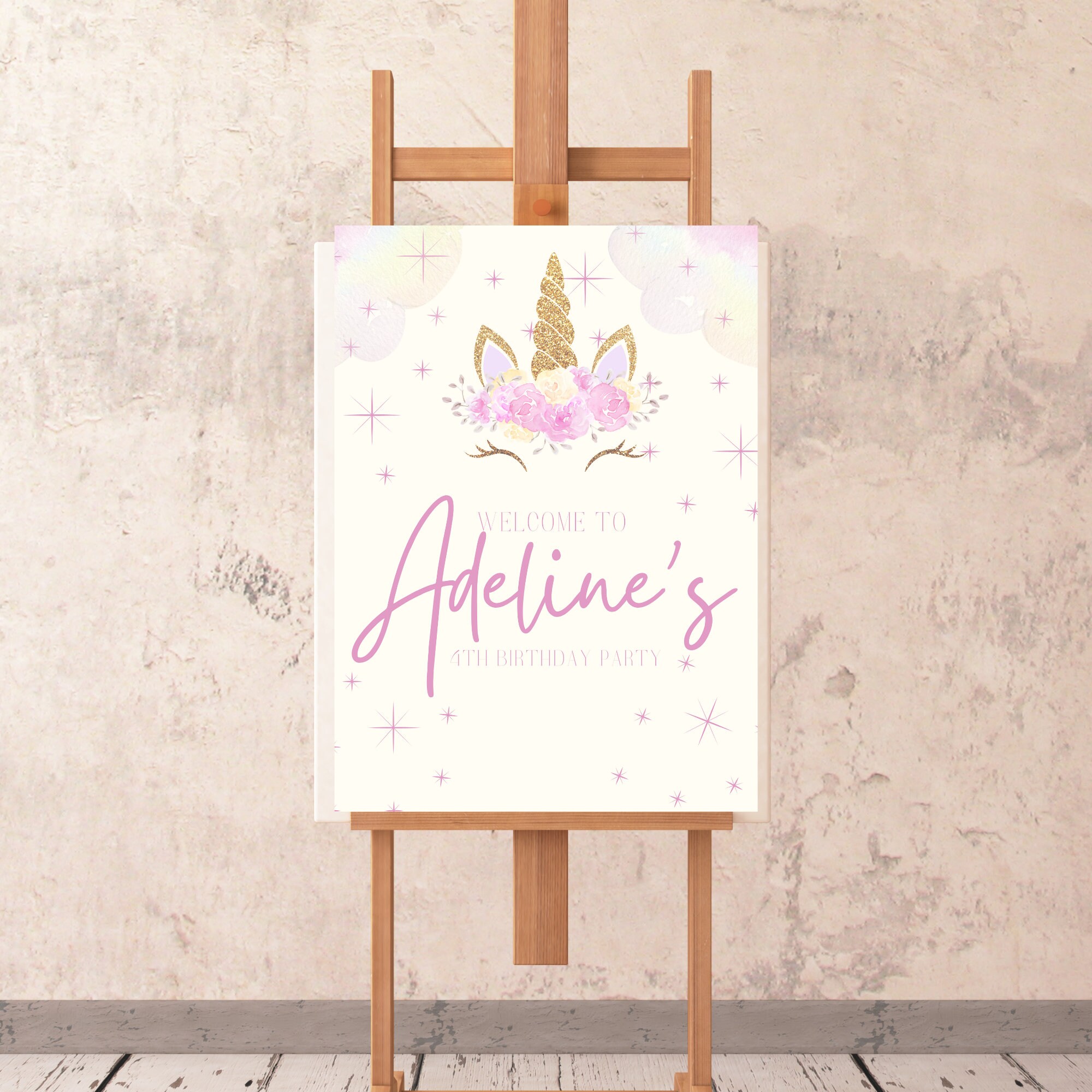 Editable Unicorn Welcome Sign | Canva Template | Pastel Unicorn Party ...