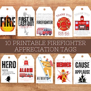 Firefighter Appreciation Tags | Firefighter Thank You Tags | Printable ...
