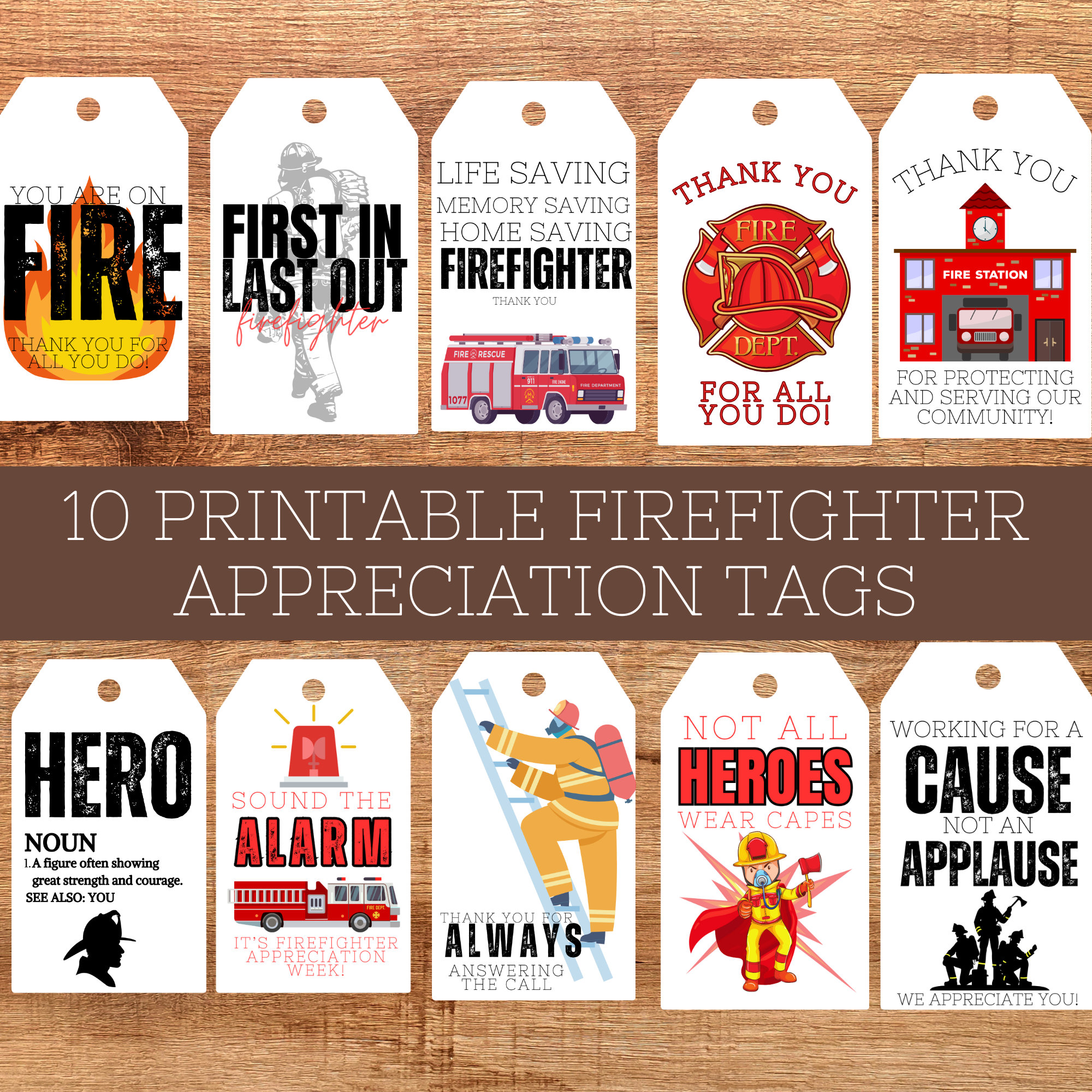 Firefighter Appreciation Tags | Firefighter Thank You Tags | Printable ...