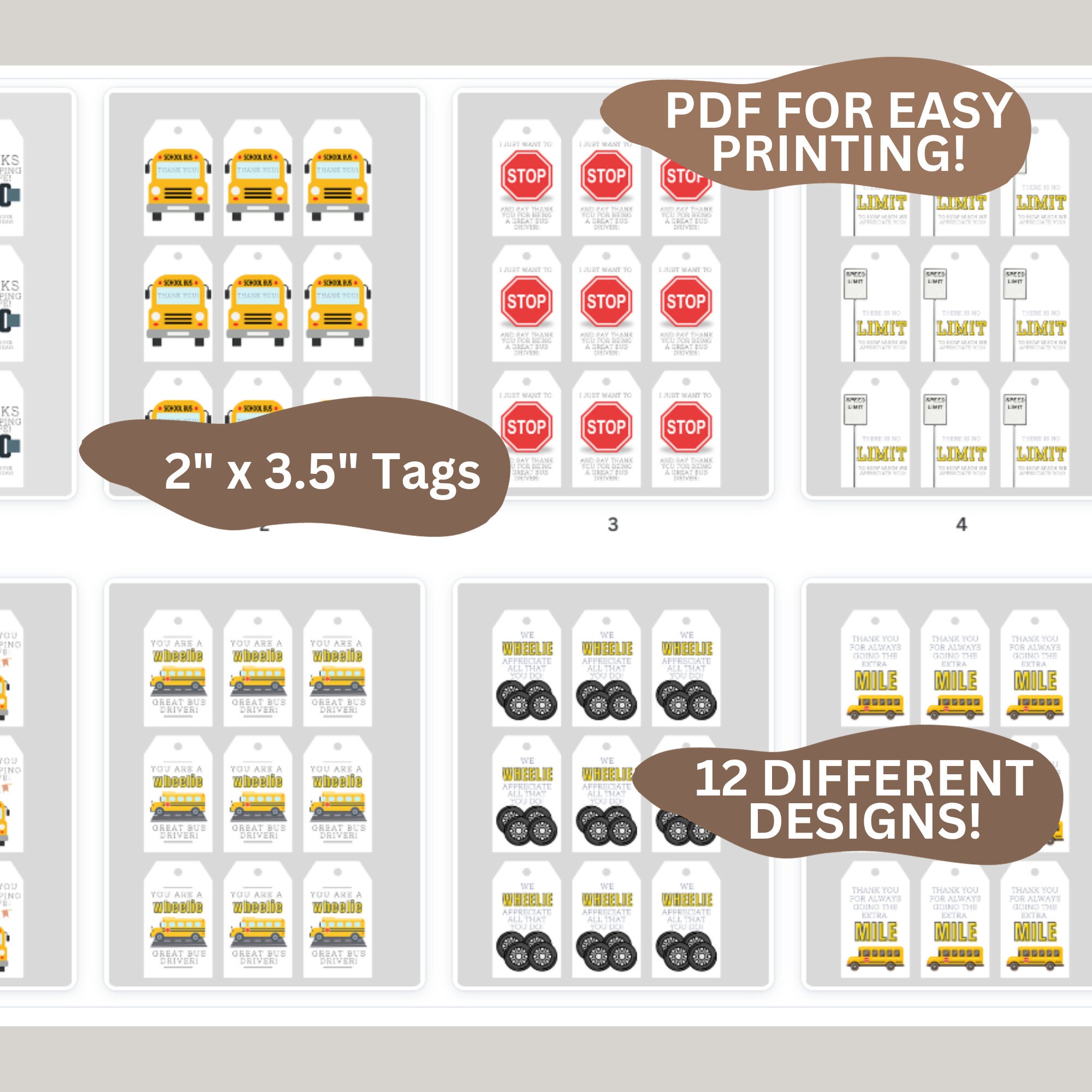 Bus Driver Appreciation Tags | Bus Driver Thank You Tags | Printable ...