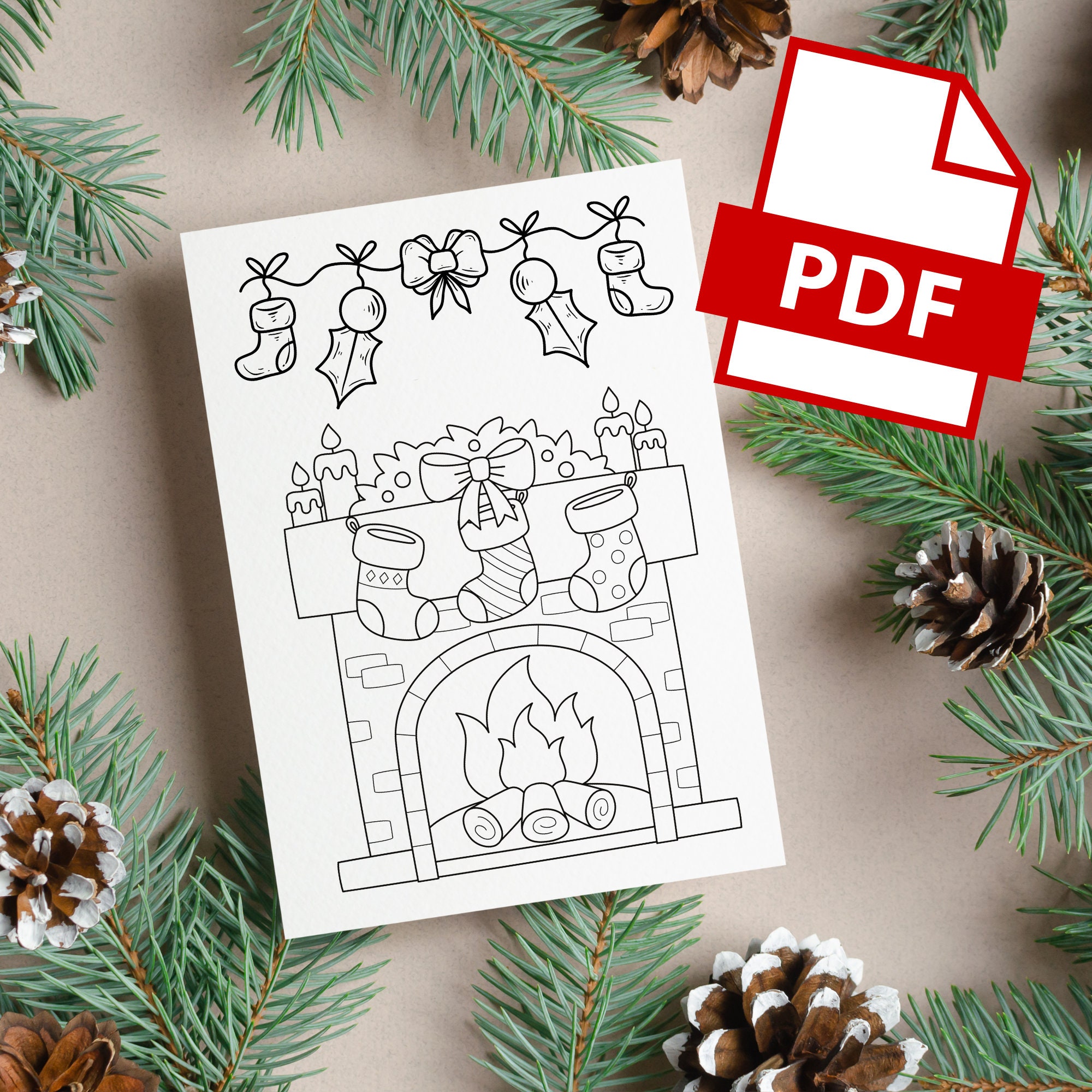 Christmas Coloring Page Bundle, Holiday Coloring Page Bundle, Printable ...