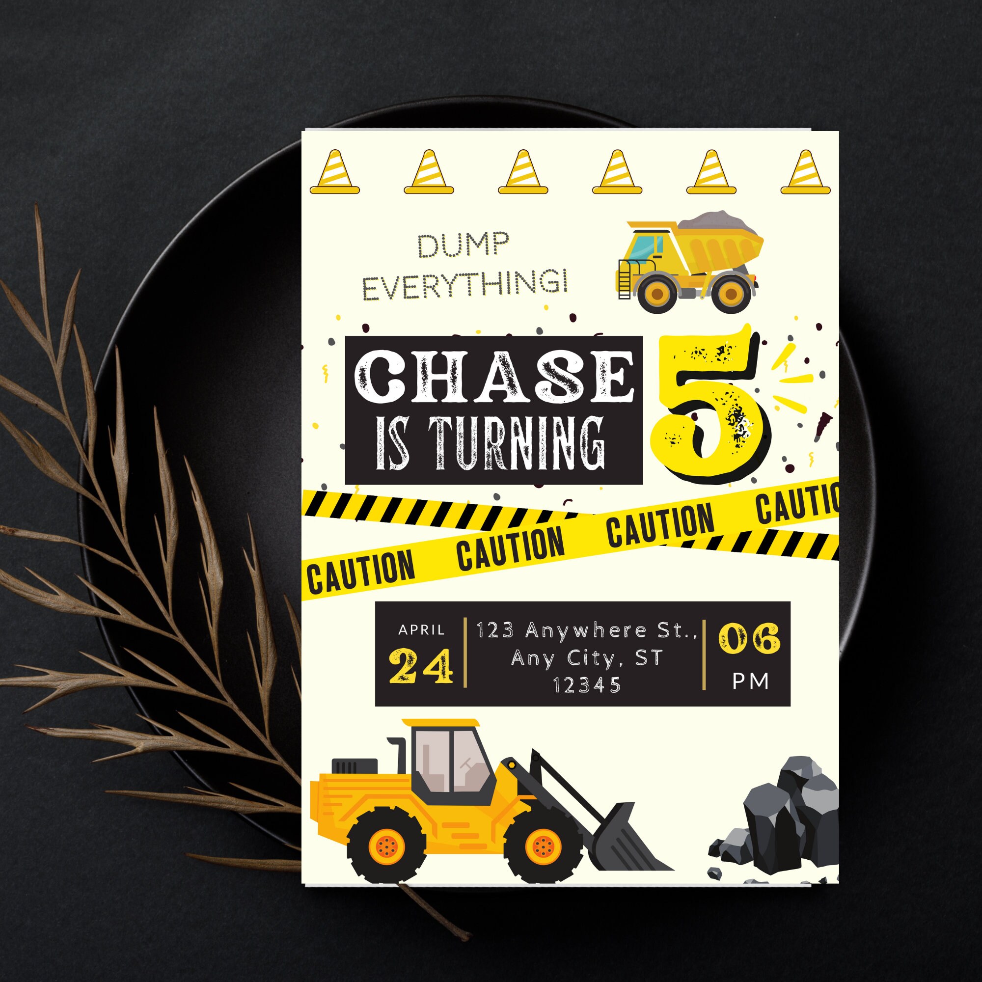 Editable Construction Invitation | Construction Invite Template ...