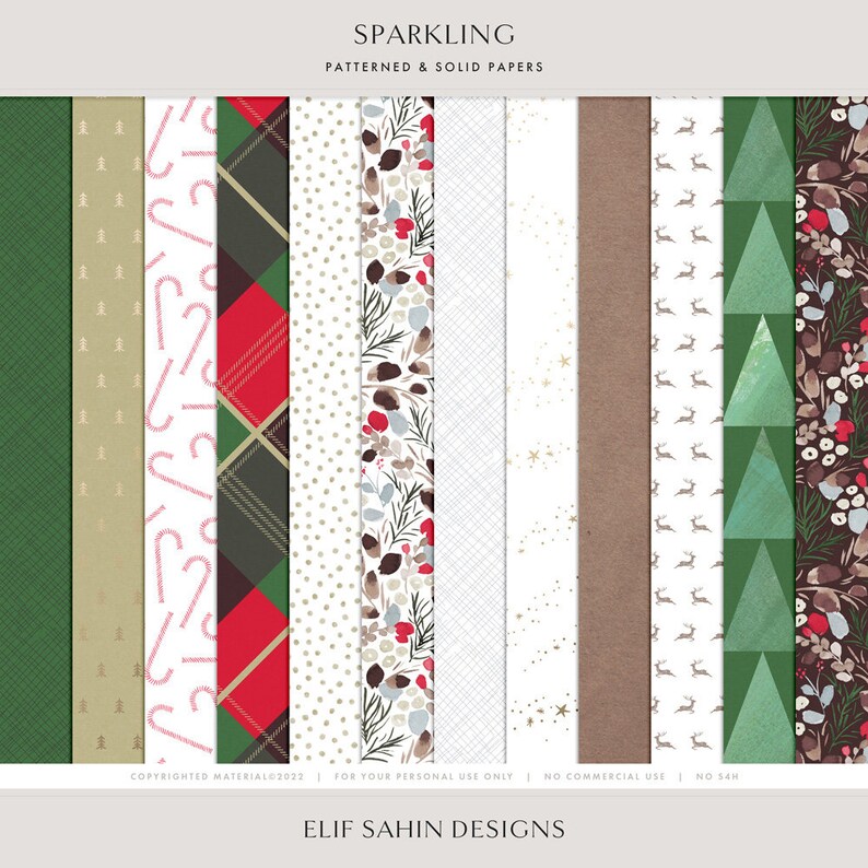 Sparkling Scrapbooking Patterned Papers, Christmas Patterns, Digital ...