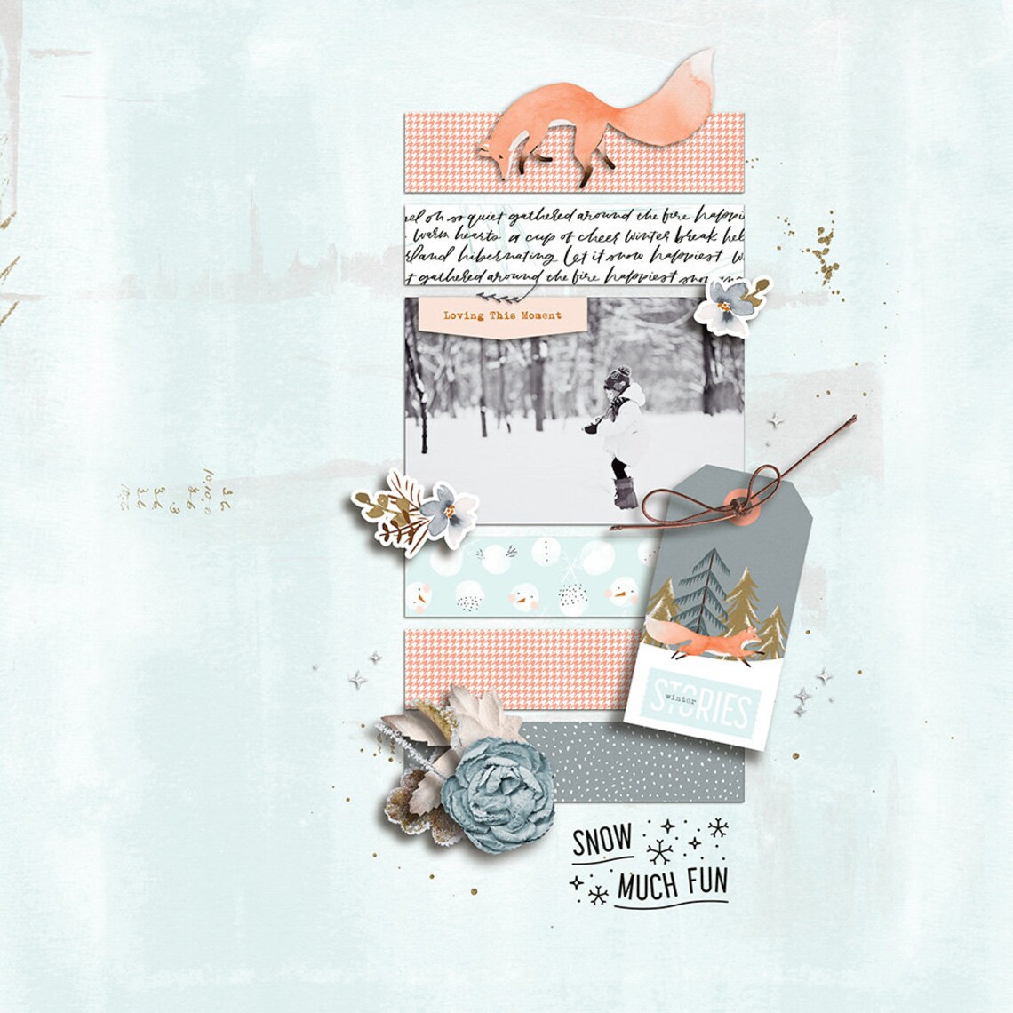 Winter Tales Digital Scrapbooking Kit, Paper Ephemera, Digital Sticker ...