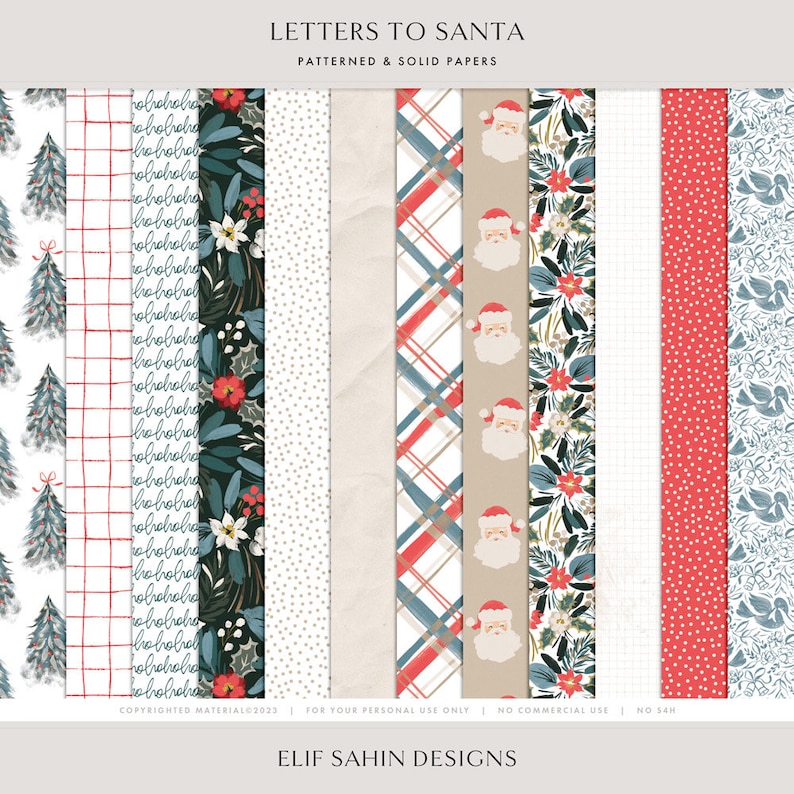 Letters to Santa Scrapbooking Patterned Papers, Christmas Pattern ...