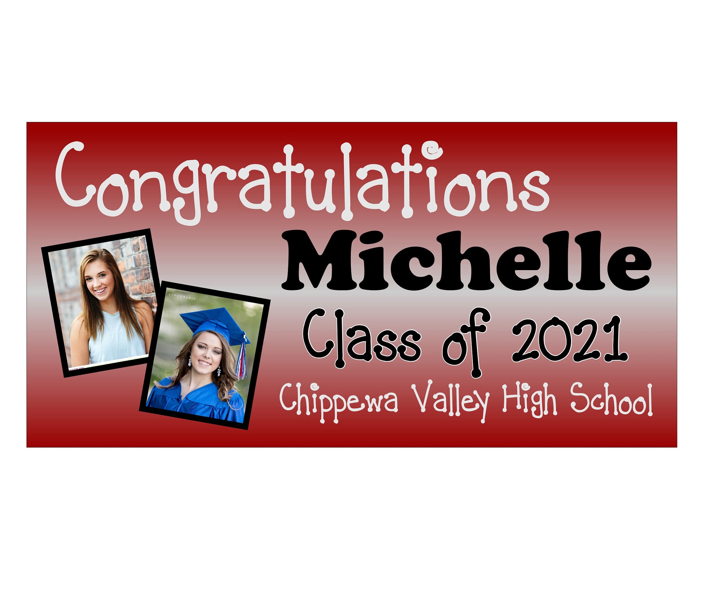 Personalized Graduation Banner TWO PHOTOS - Etsy