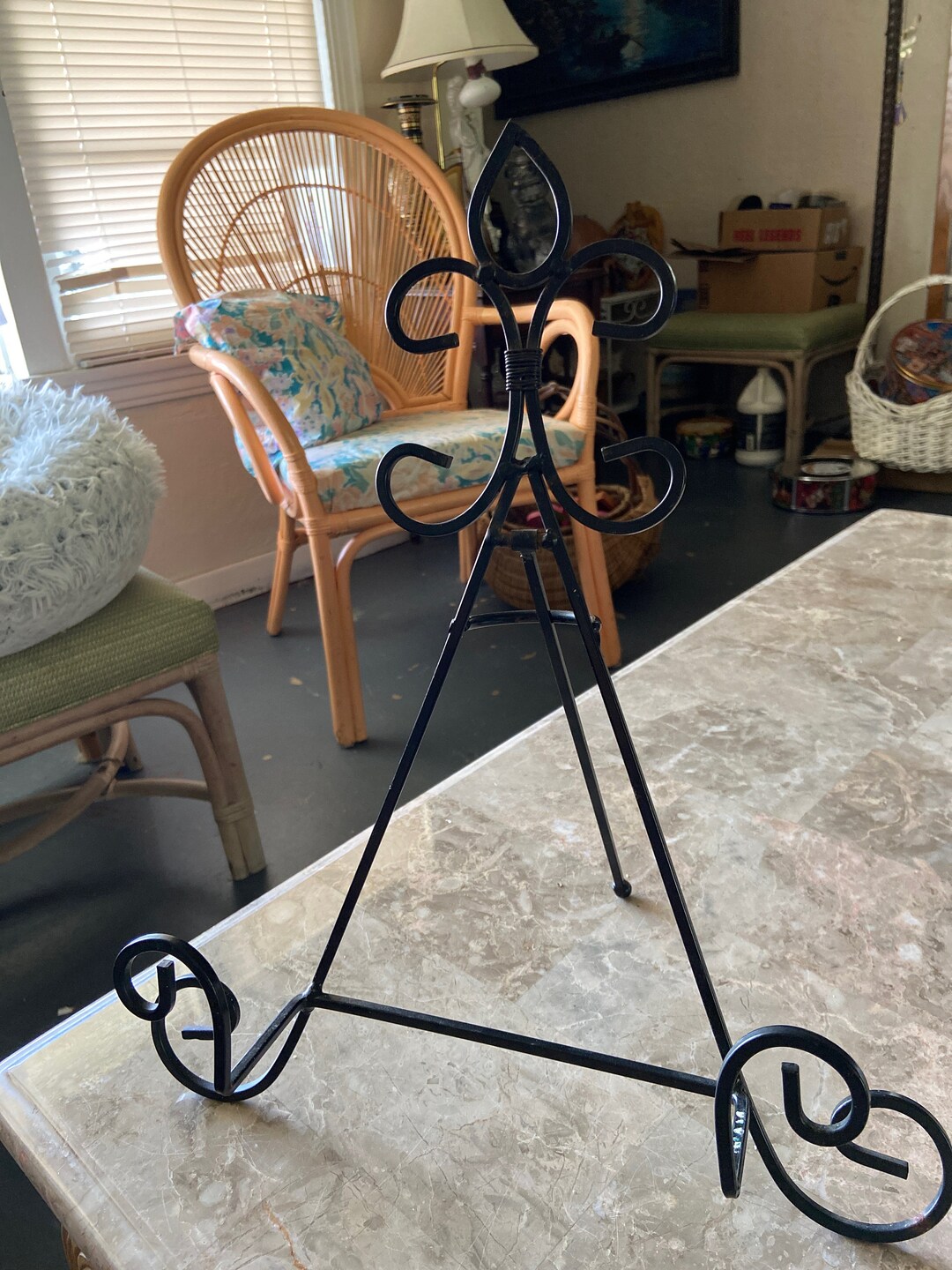 Vintage Cast Iron Black Fancy Easel Frame,black Table Top Cast Iron ...