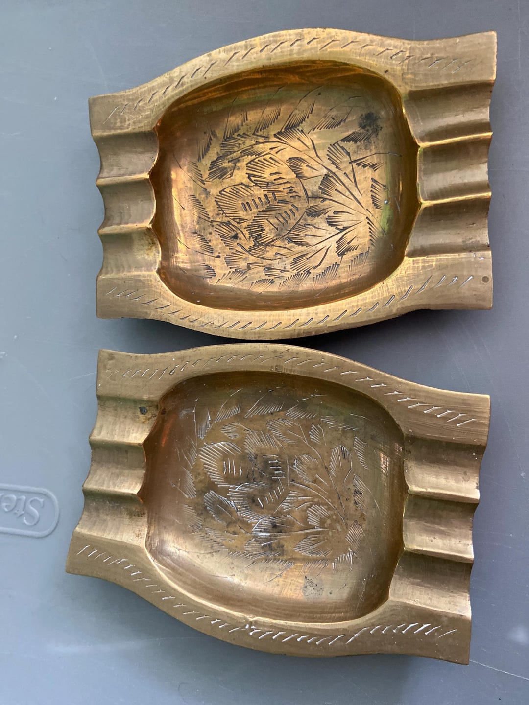 Brass Ash Tray Pair,vintage Brass Ash Trays,ash Carrier,ash Handler ...