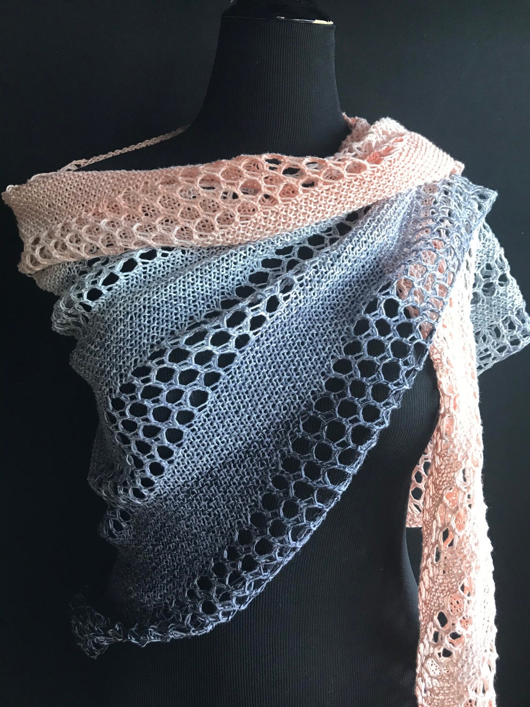 Chal de encaje tejido a mano algodón degradado Estola de algodón de ...