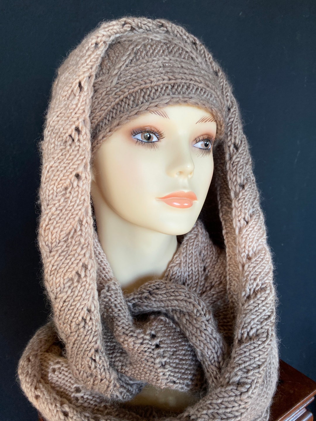 New Hand Knitted Lace Ombré Women's Cowl, Snood, Neck Warmer, Long ...