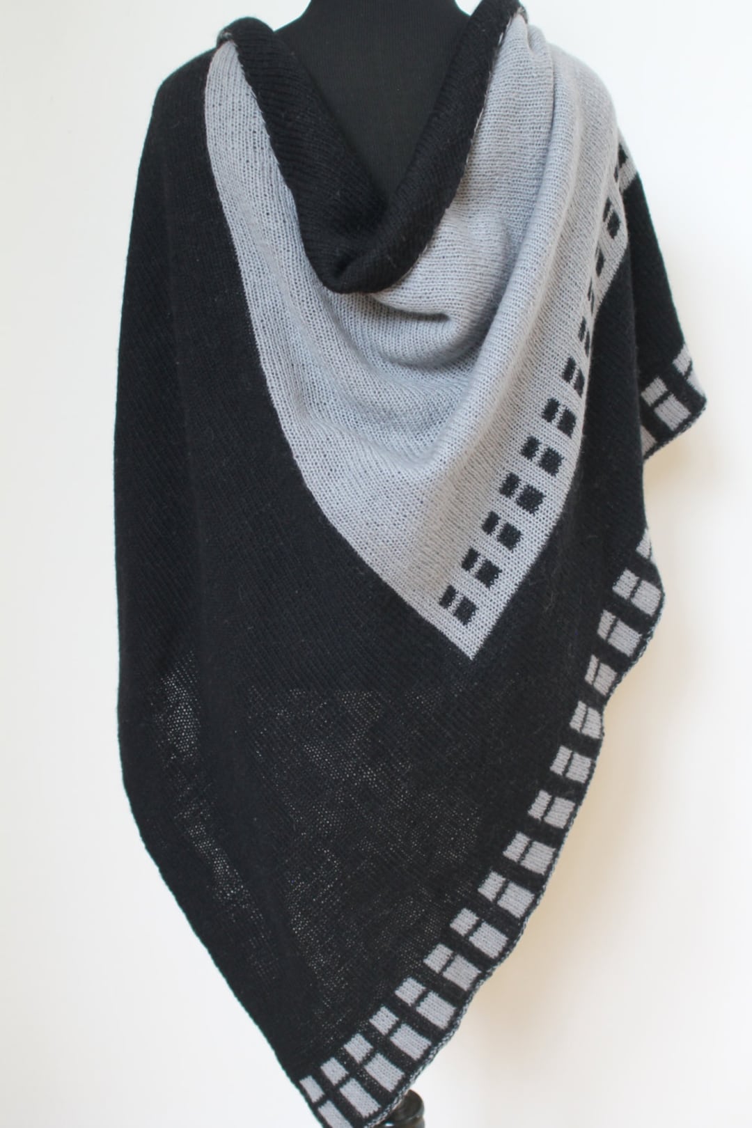 Chal de mujer grande de punto doble, chal triangular asimétrico de ...