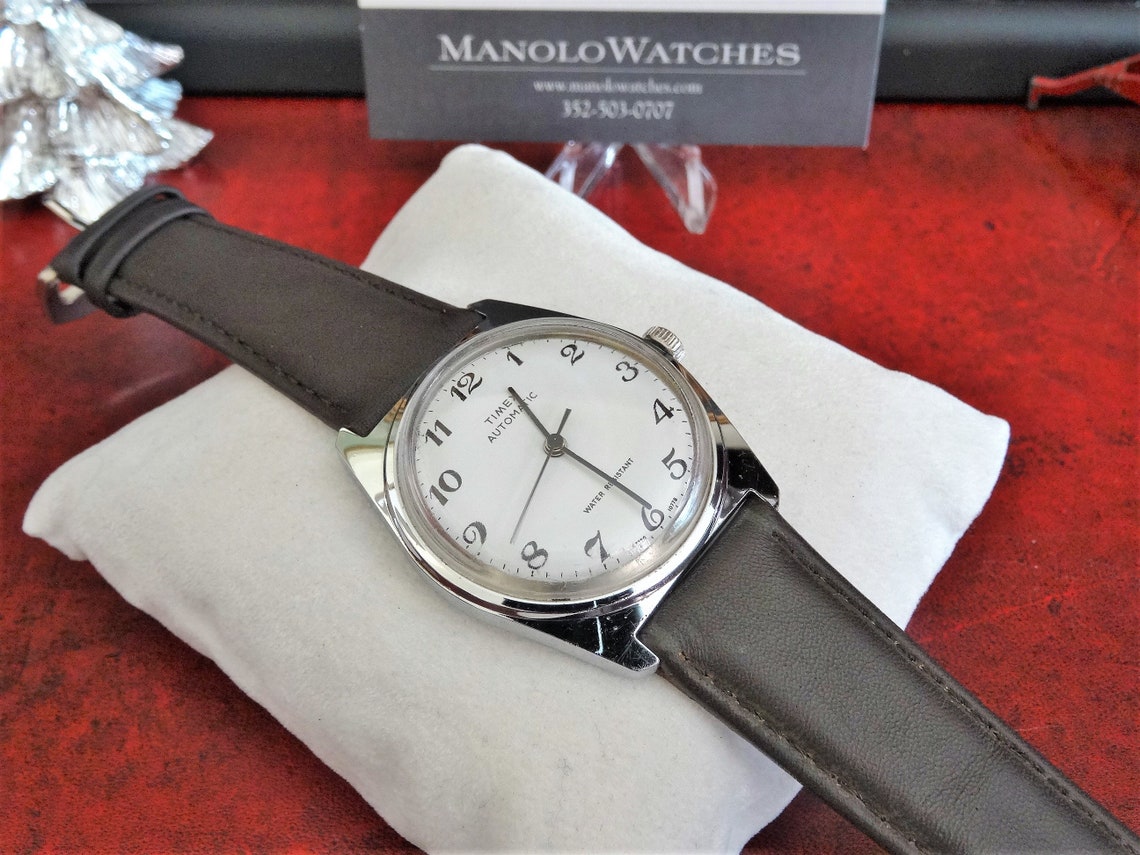 Vtg 1978 Timex Viscount Automatic W.R. Men's Watch W/ 20mm Genuine ...