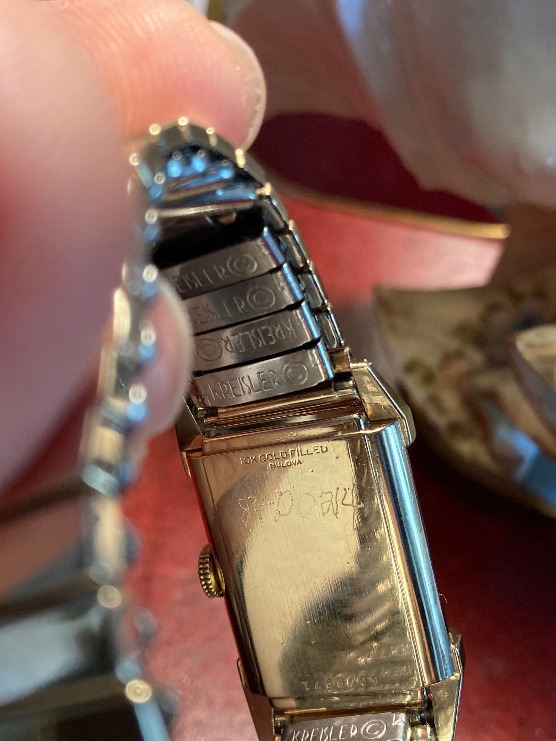 Vintage 1940s Bulova Engraved Tank 10K Gold Filled Winding Men's Watch ...