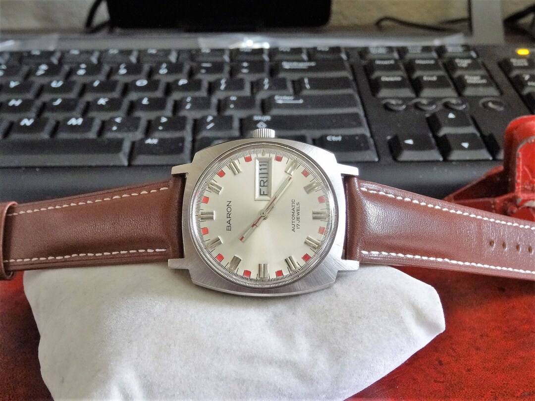 Vintage 1970s Baron Automatic 17-jewels West Germany Mens Watch W/ 19mm ...
