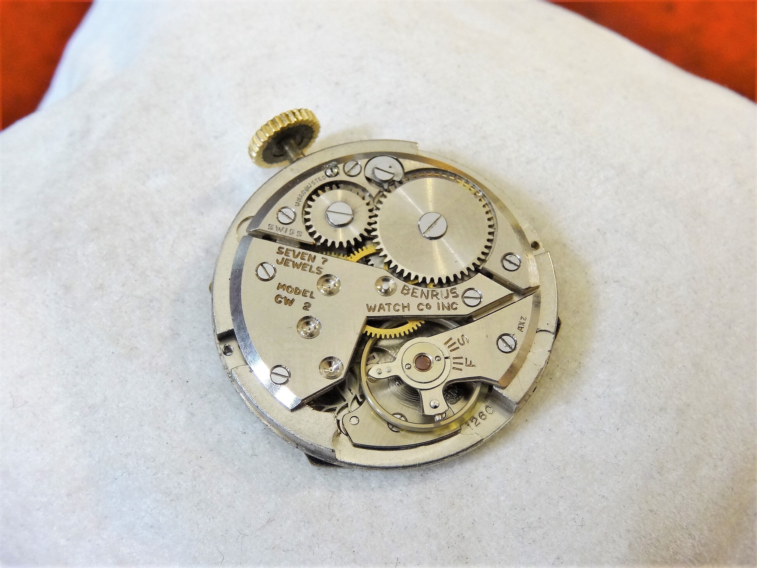 Vintage 1950s Benrus (model CW 7-jewels Movement) 10K R.G.P. Bezel ...