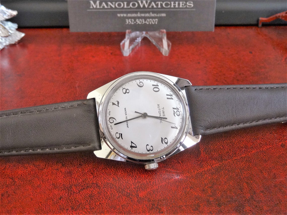 Vtg 1978 Timex Viscount Automatic W.R. Men's Watch W/ 20mm Genuine ...
