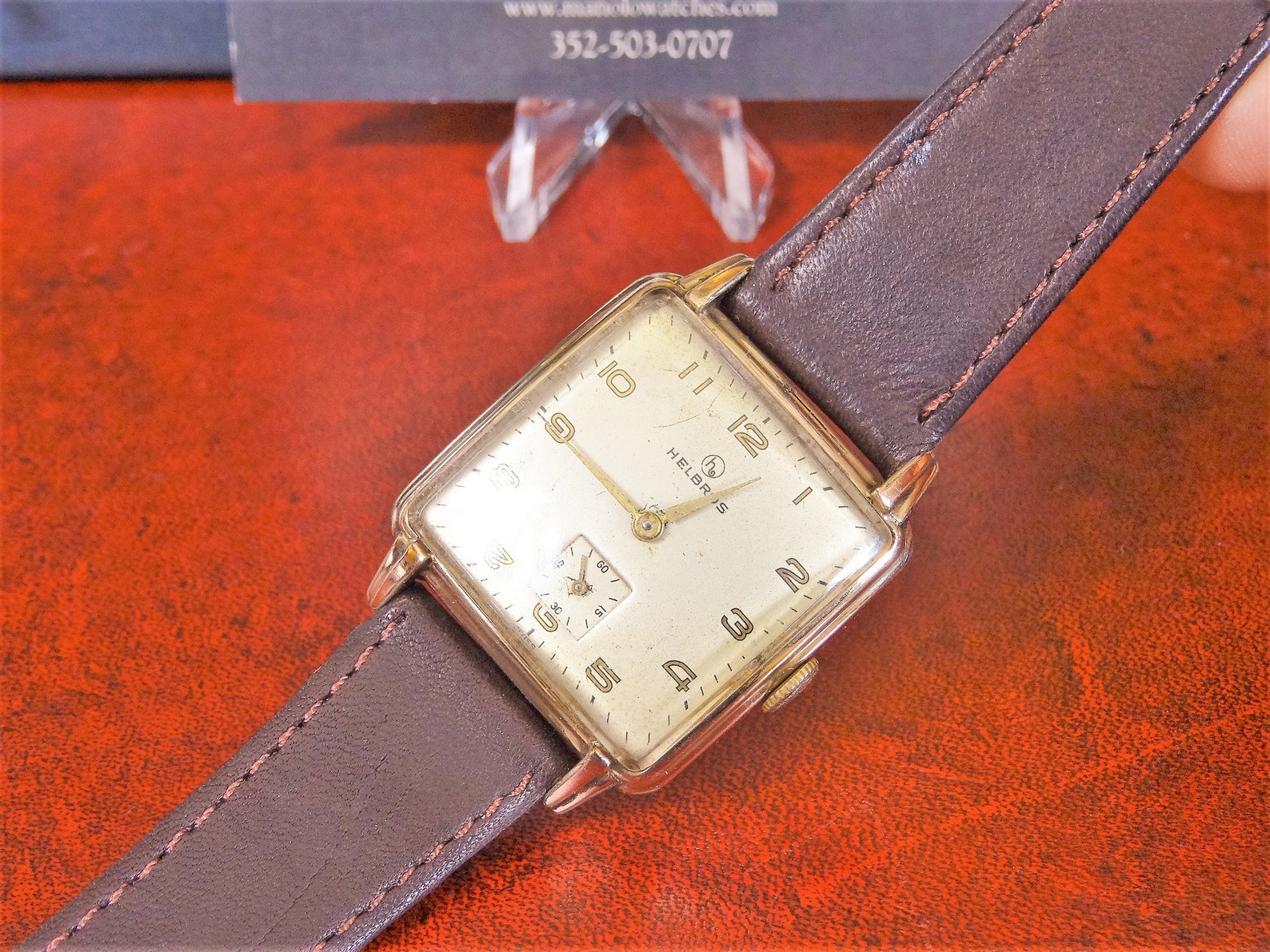 Vtg Helbros Gold Tone Swiss Hand Winding Men's Watch W/ 19mm Glove ...