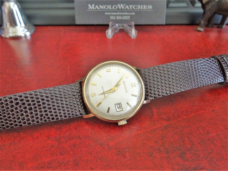 Vintage 1961 Bulova 10K R.G.P. Self Winding Swiss Men's Watch W/ 18mm ...