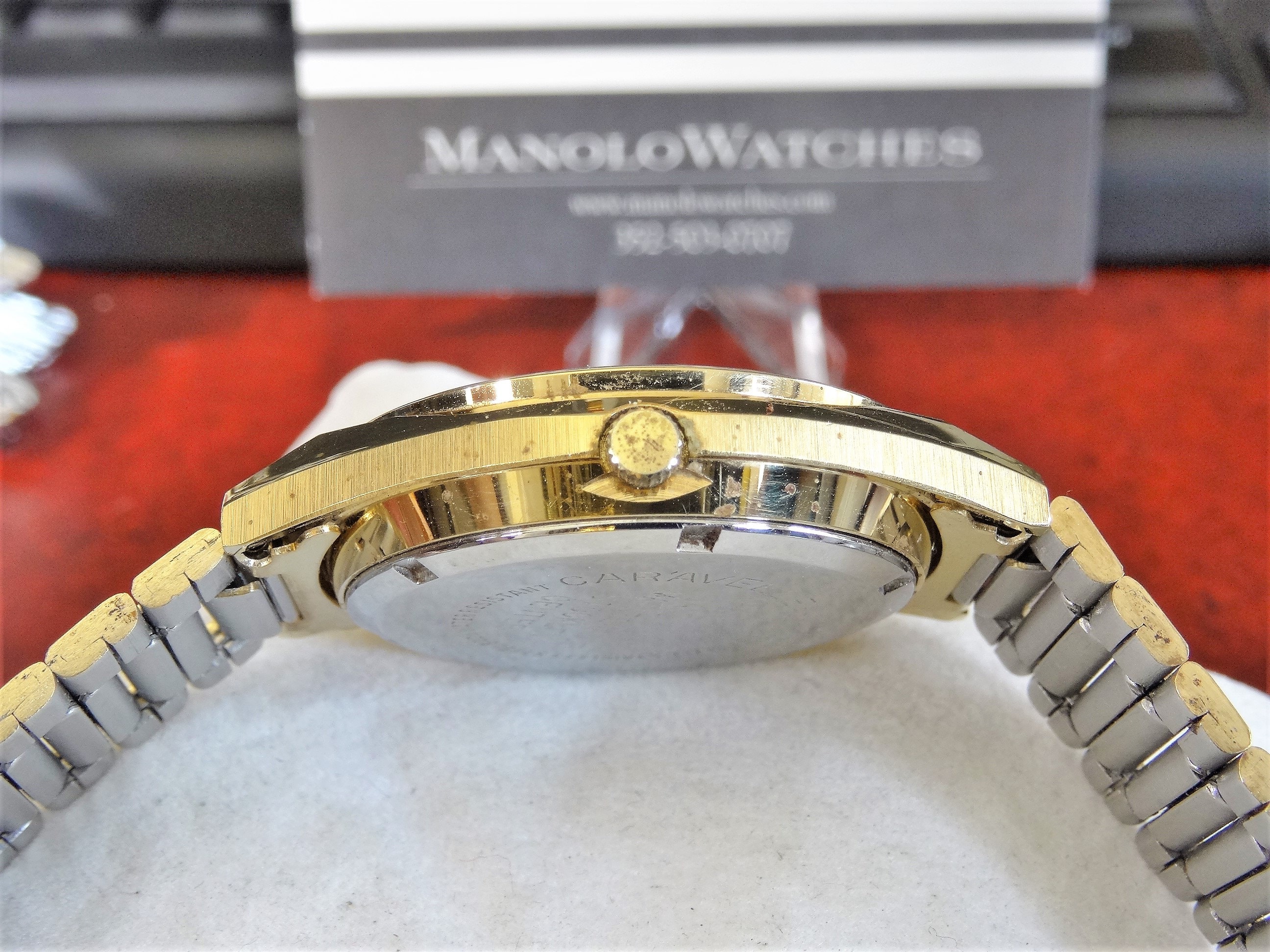 Retro 1990 Caravelle Gold Tone English/spanish Calendar Men's Watch W ...
