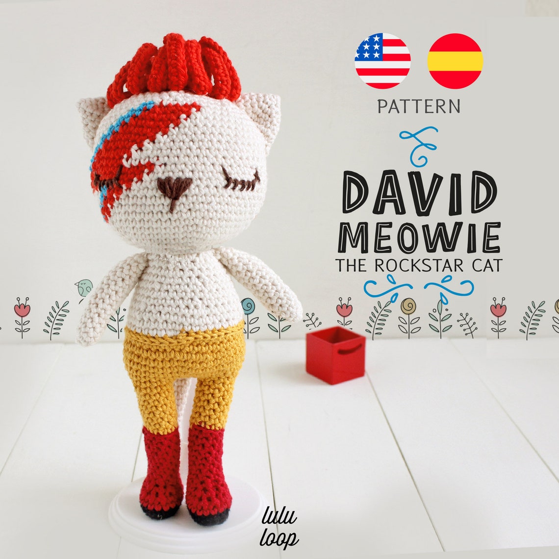 David Meowie Ziggy Stardust Amigurumi Lululoop - Etsy España