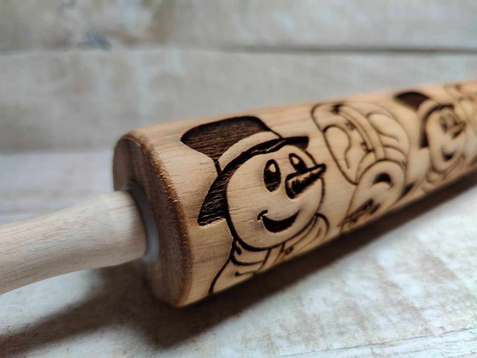 Embossed Snowman Rolling Pin For| Baking | Pie Crusts | Pottery | Sugar ...