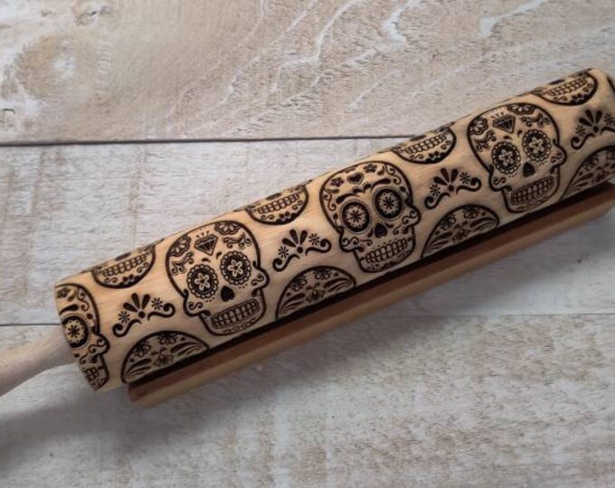 Embossed Sugar Skulls Rolling Pin For| Baking | Pottery | Use on Pie ...