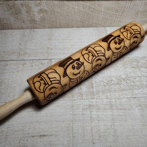 Embossed Snowman Rolling Pin For| Baking | Pie Crusts | Pottery | Sugar ...