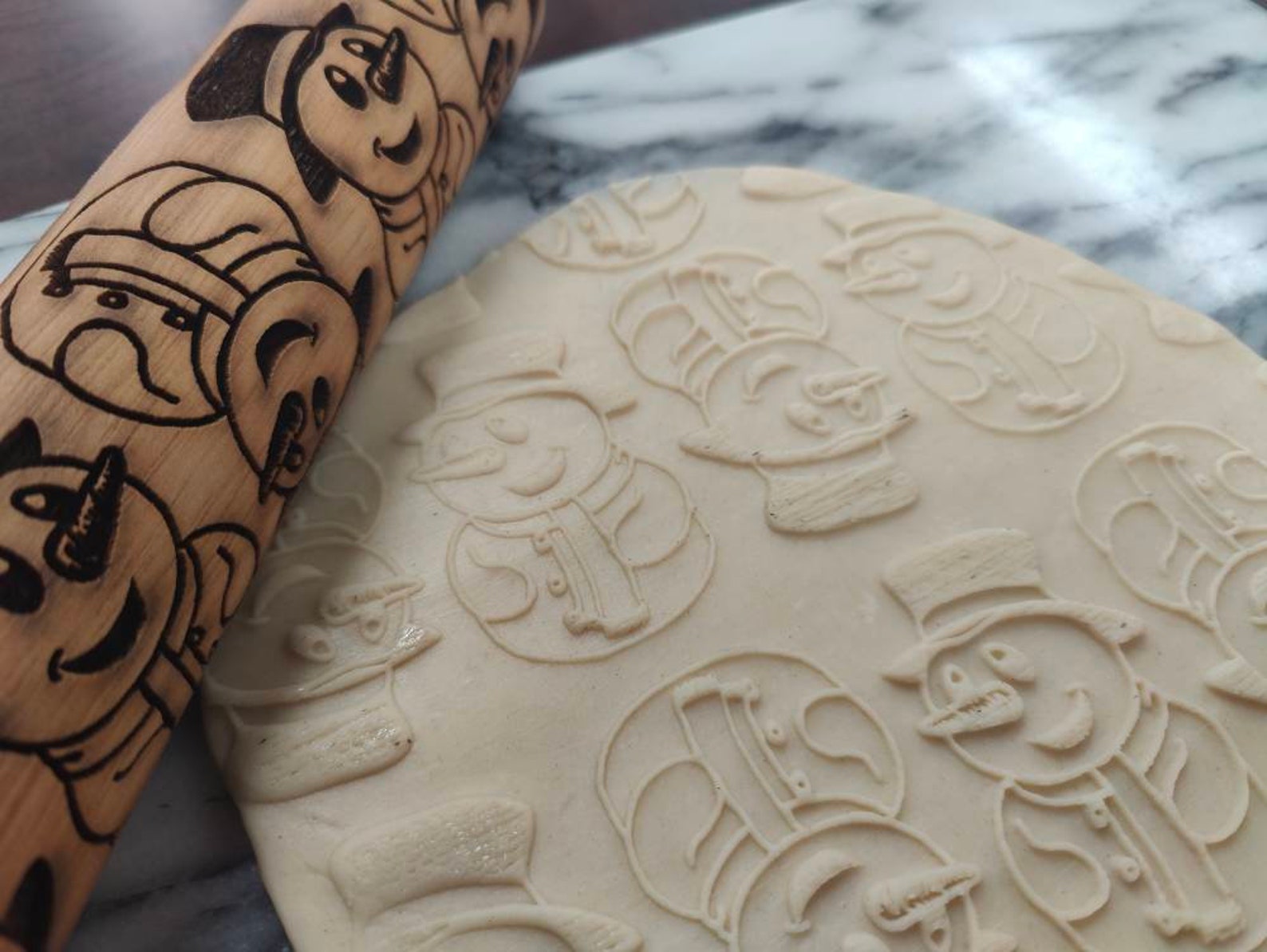 Embossed Snowman Rolling Pin For| Baking | Pie Crusts | Pottery | Sugar ...