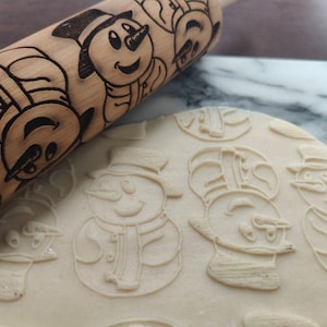 Embossed Snowman Rolling Pin For| Baking | Pie Crusts | Pottery | Sugar ...