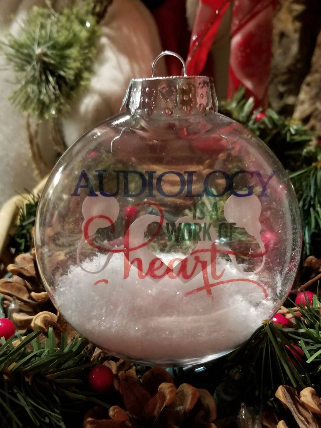 Audiology is a Work of Heart Cochlear Implant Ornament - Shatterproof ...