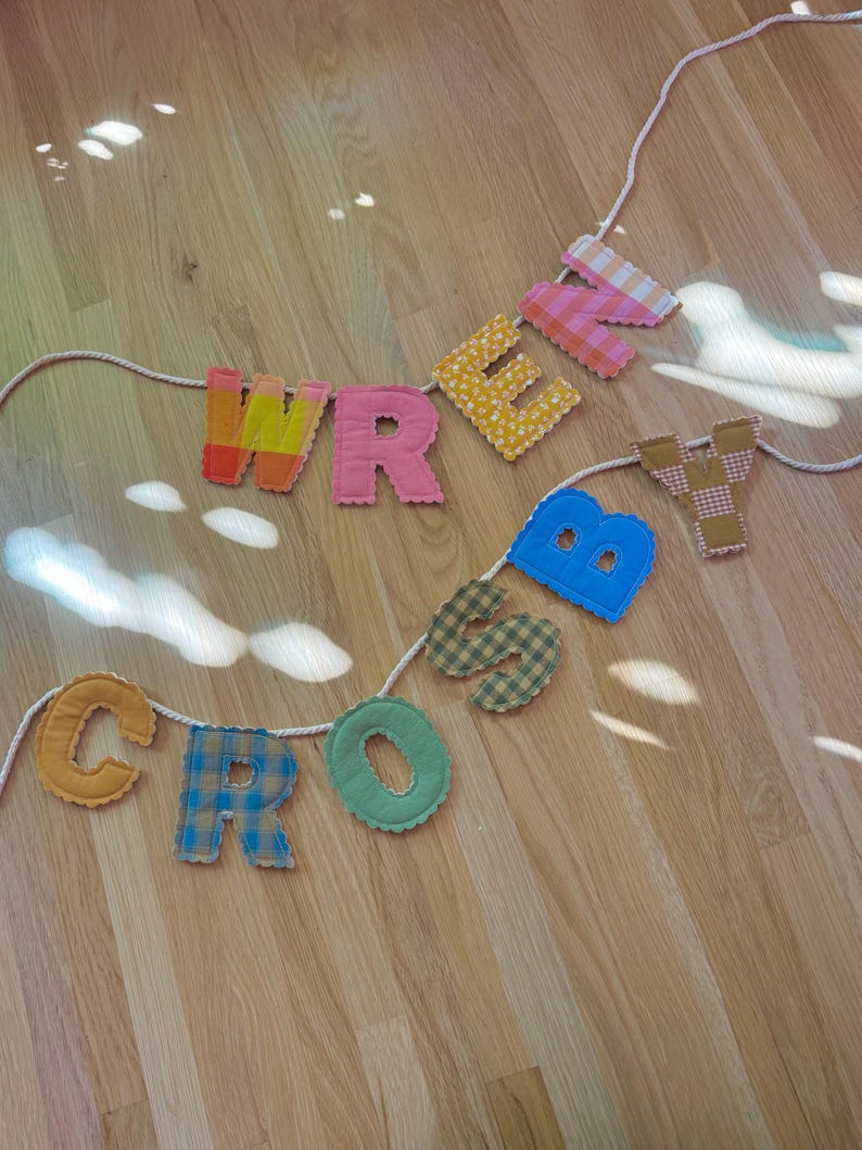 Custom Fabric Name Banner; Personalized Birthday, Christmas, Nursery ...