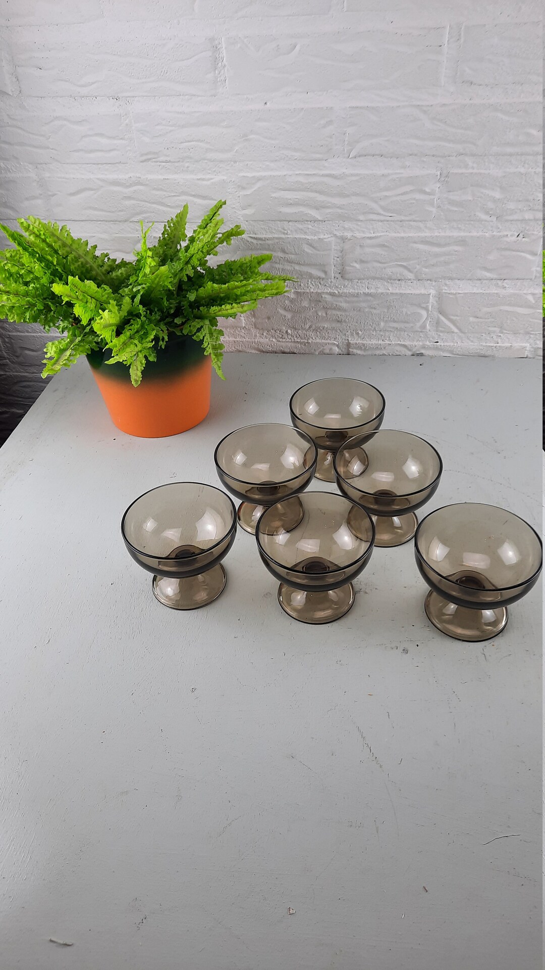 Set of 6 Smoke Glass Ice Cups Fruit Bowls Arcopal France Vintage - Etsy