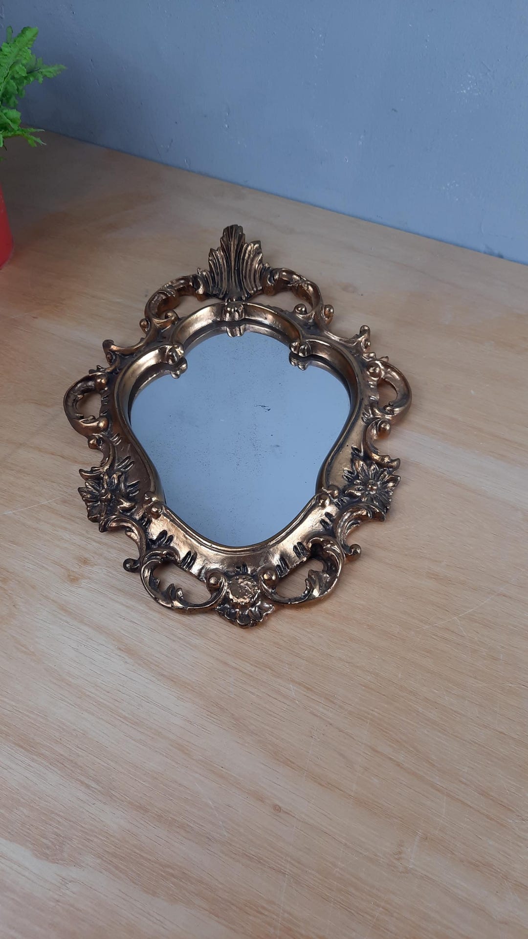 Baroque Small Neck Mirror Plastic Vintage - Etsy