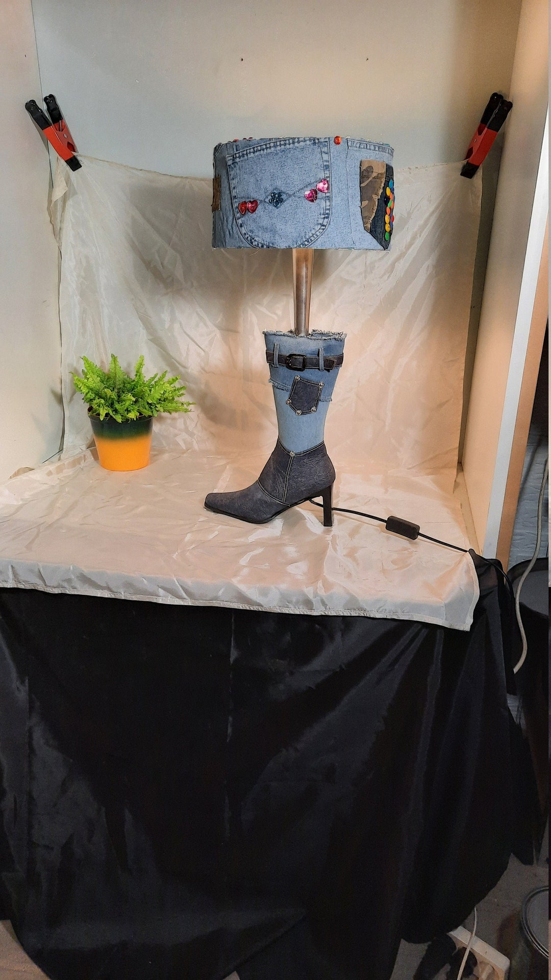 Unique Denim Table Lamp 66 Cm - Etsy