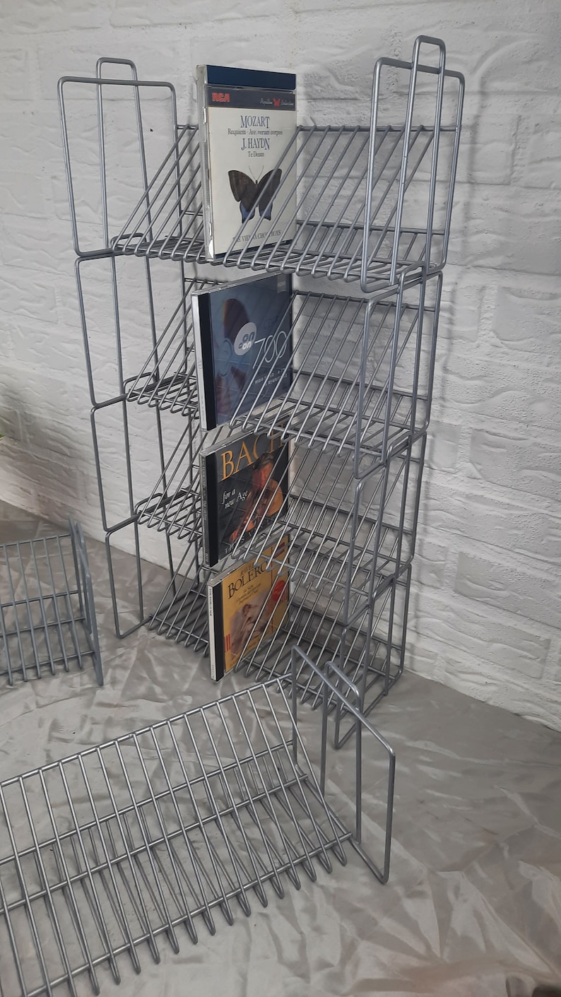 1 of 6 Funky Vintage Silver Color Metal CD Holder - Rack, Storage ...