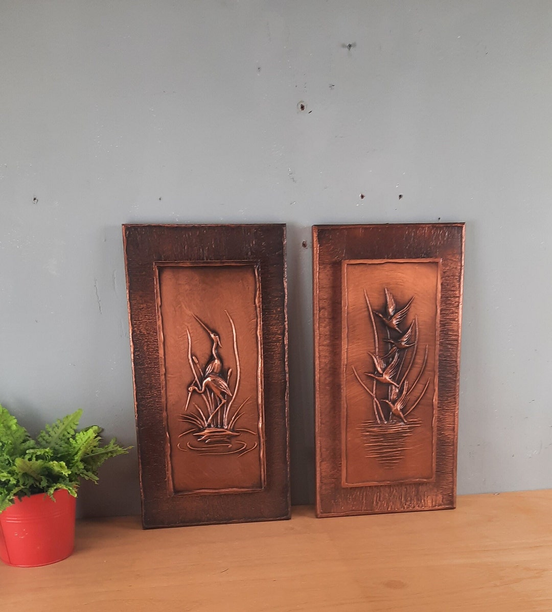 Set of 2 Copper Wall Panels With Birds Vintage From the 60s - Etsy