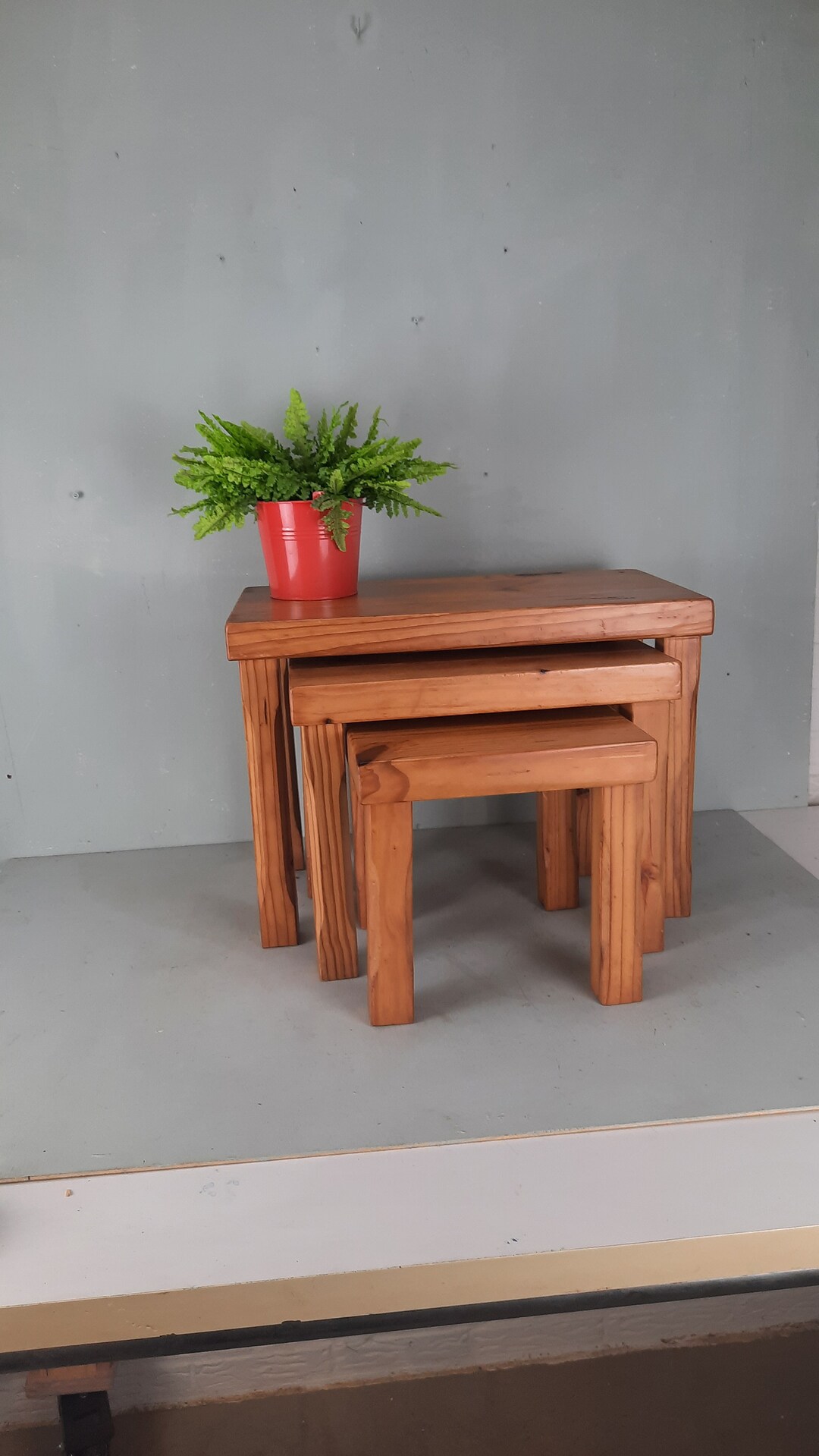 Brutalist Pine Nesting Tables Vintage '70s - Etsy