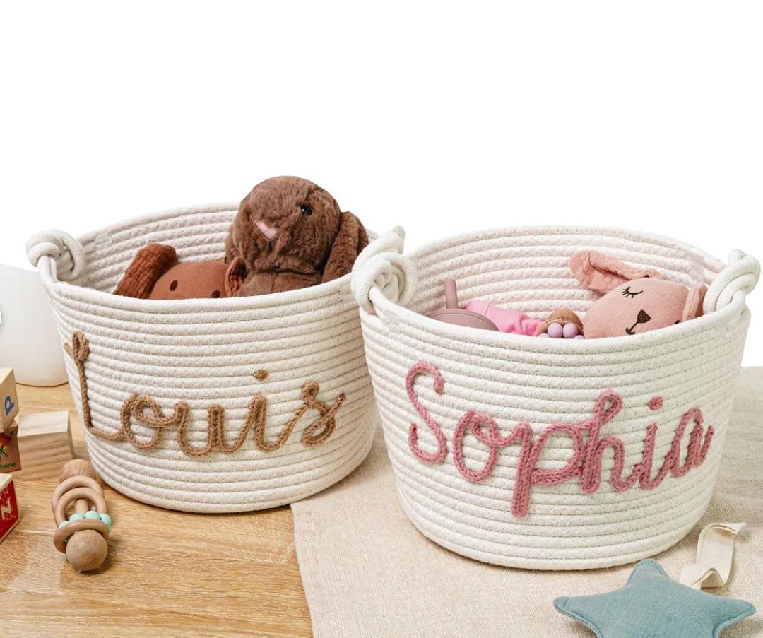 Personalized Baby Shower Toy Basket, Embroidered Laundry Basket for ...