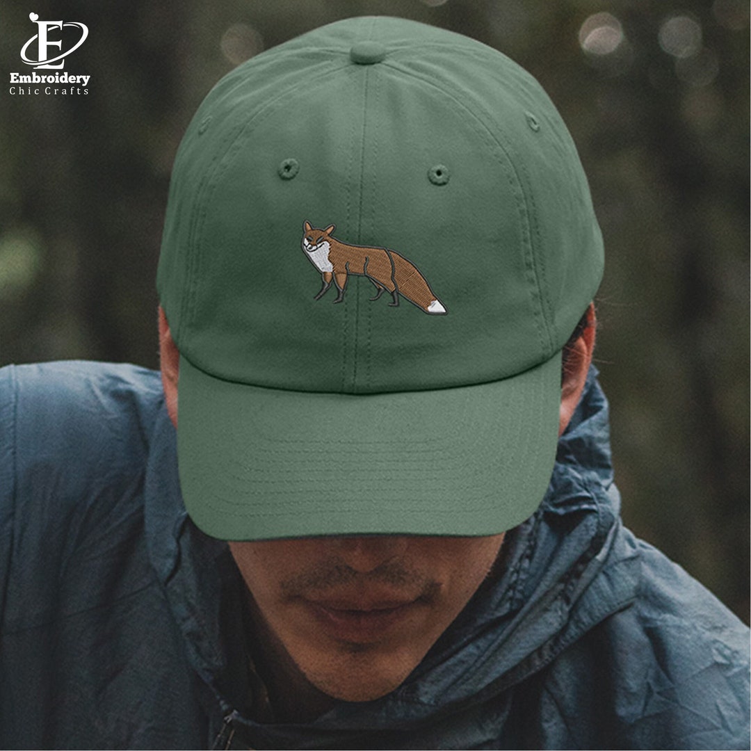 Red Fox Baseball Hat, Embroidered Couple Matching Vintage Cap, Animal ...