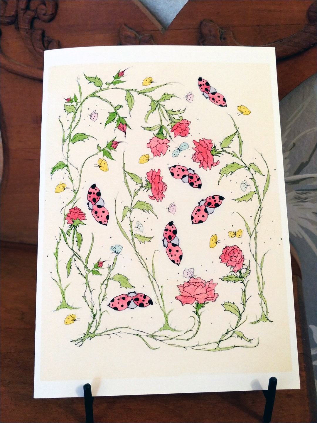 Fantasy Art Notecards or Print - Ladybug Hide-away - Etsy