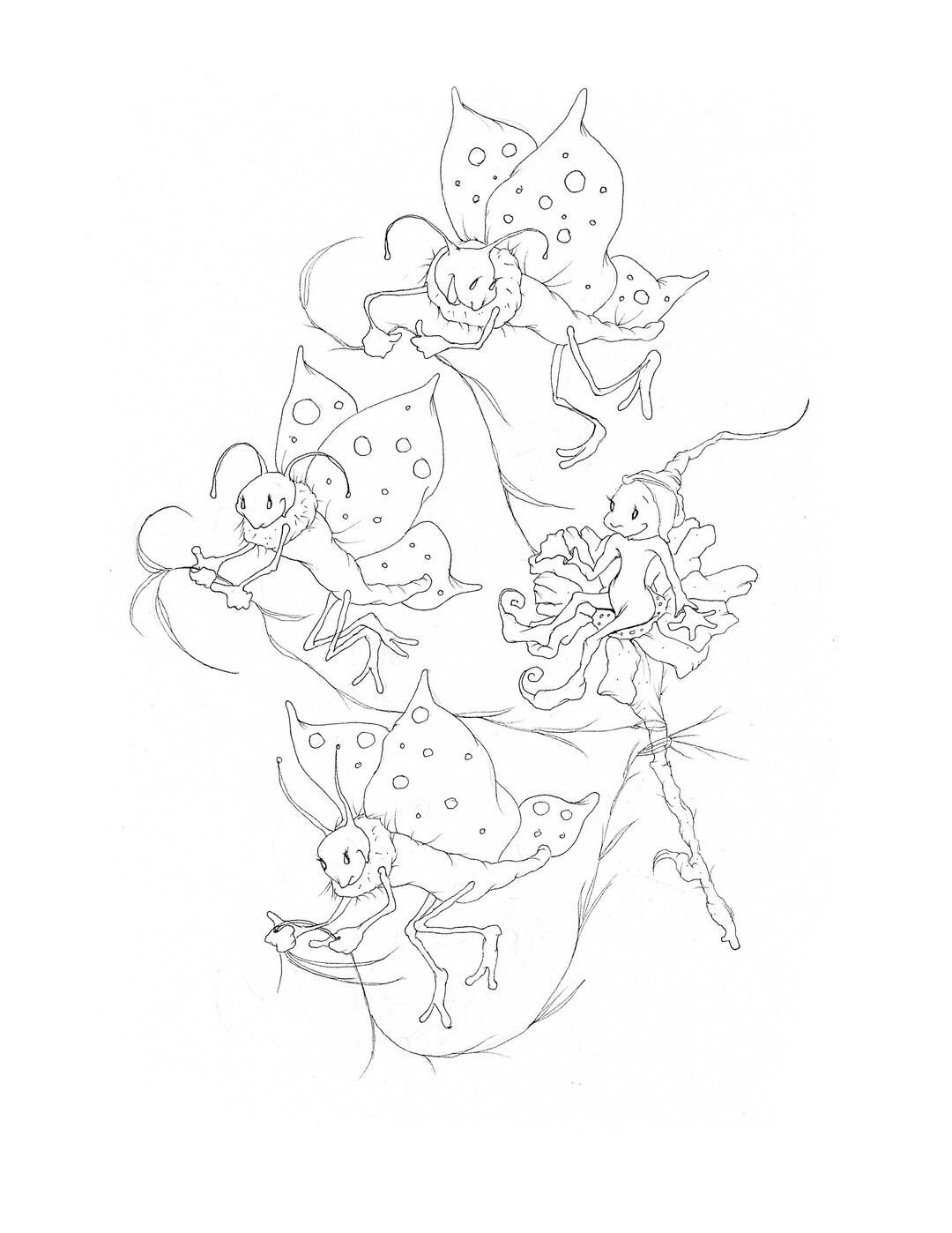 Butterflies and Pixie Coloring Page - Etsy