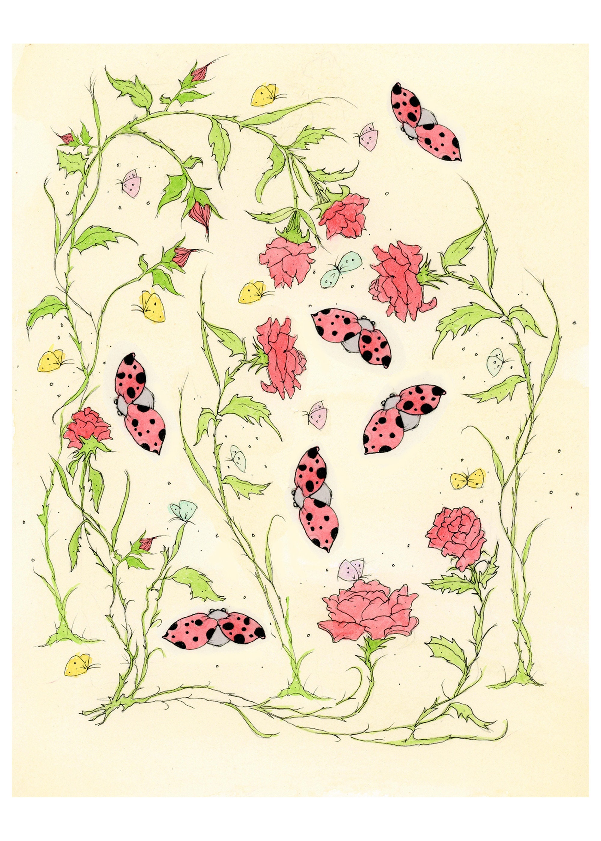 Fantasy Art Notecards or Print - Ladybug Hide-away - Etsy