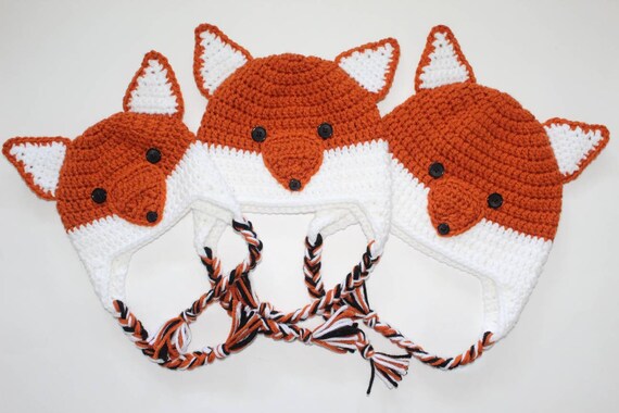 Crocheted Fox Hat Crochet Animal Hat Baby Winter Beanie - Etsy