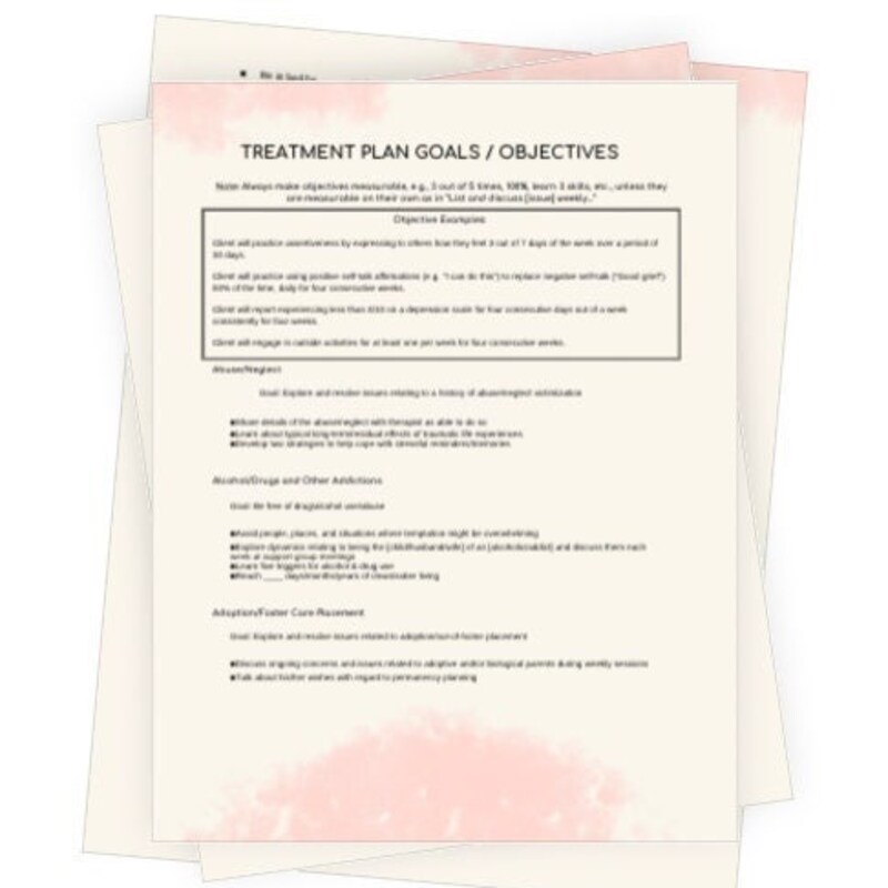 Therapy Goals Cheat Sheet - Etsy