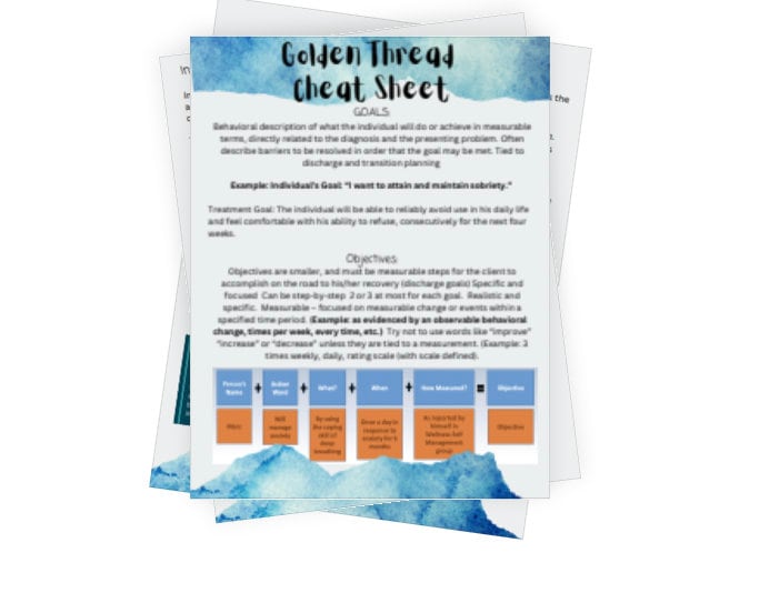 Golden Thread Cheat Sheet- Goals, Objectives, Interventions & Treatment ...