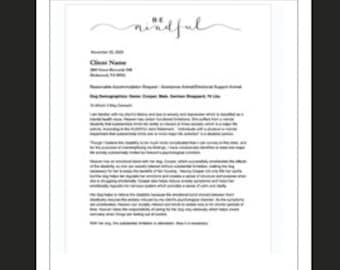 ESA Letter Template for Mental Health Professionals Attorney ...