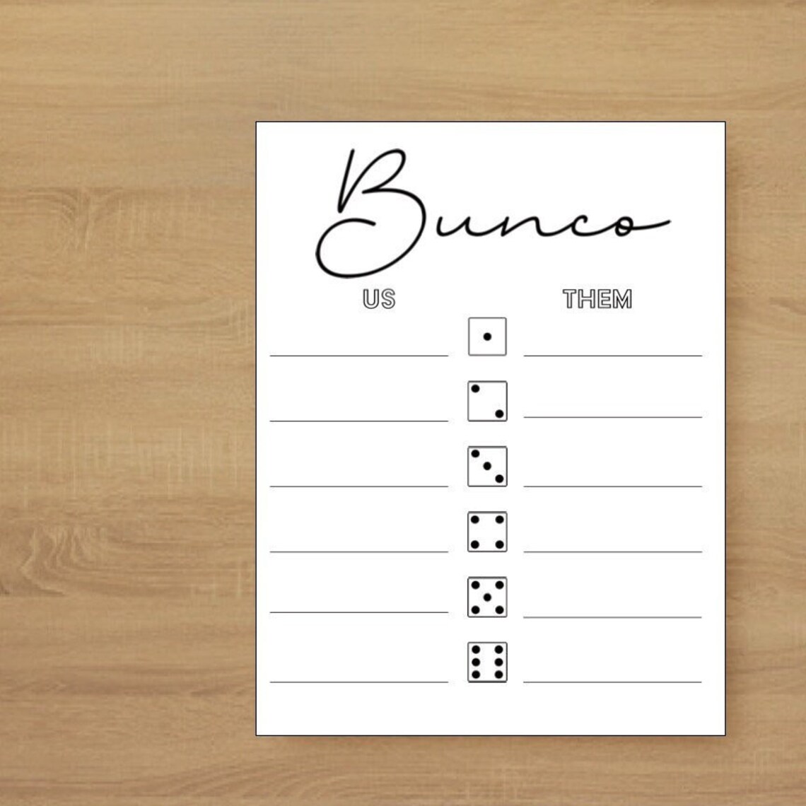 Bunco Scorecard **instant Download** - Etsy