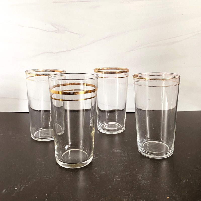 Gold Rim Drinking Glasses - Etsy