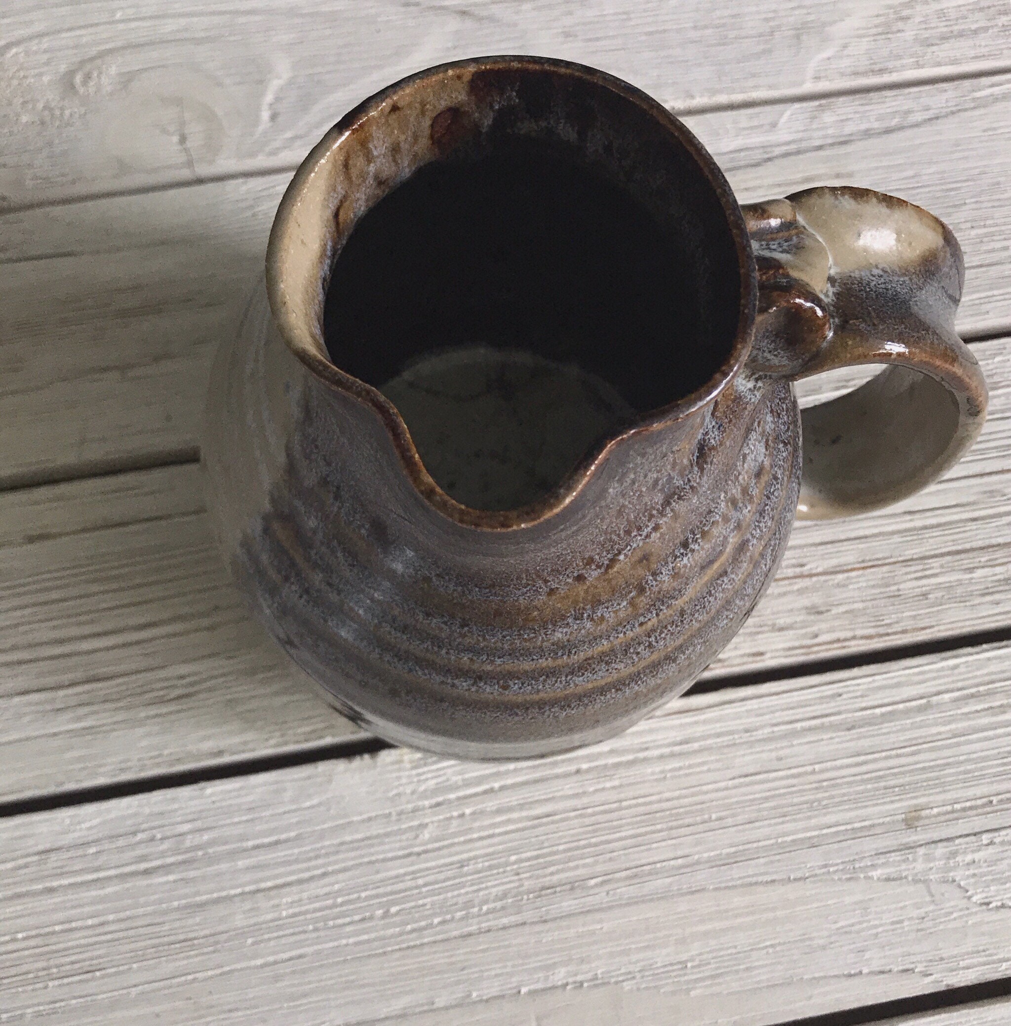 Vintage Pottery Pitcher / Right Handed Pitcher / Ceramic Stoneware ...