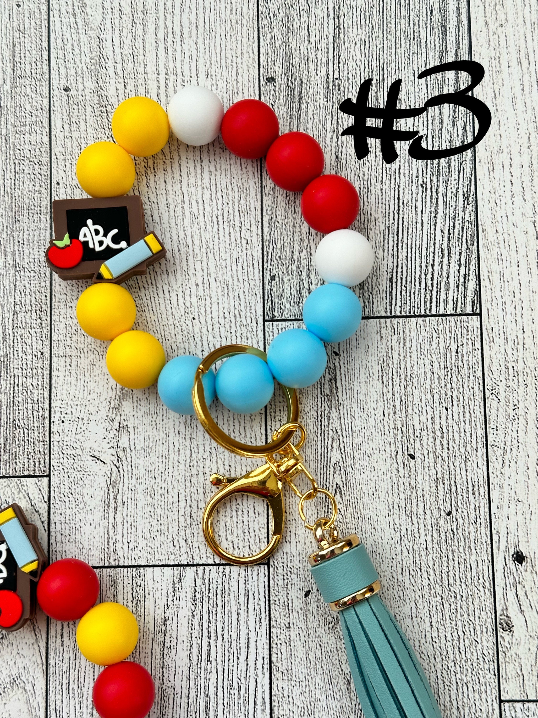 Teacher Bead Wristlet, Teacher Theme Silicone Beads Wristlet, Bracelet ...